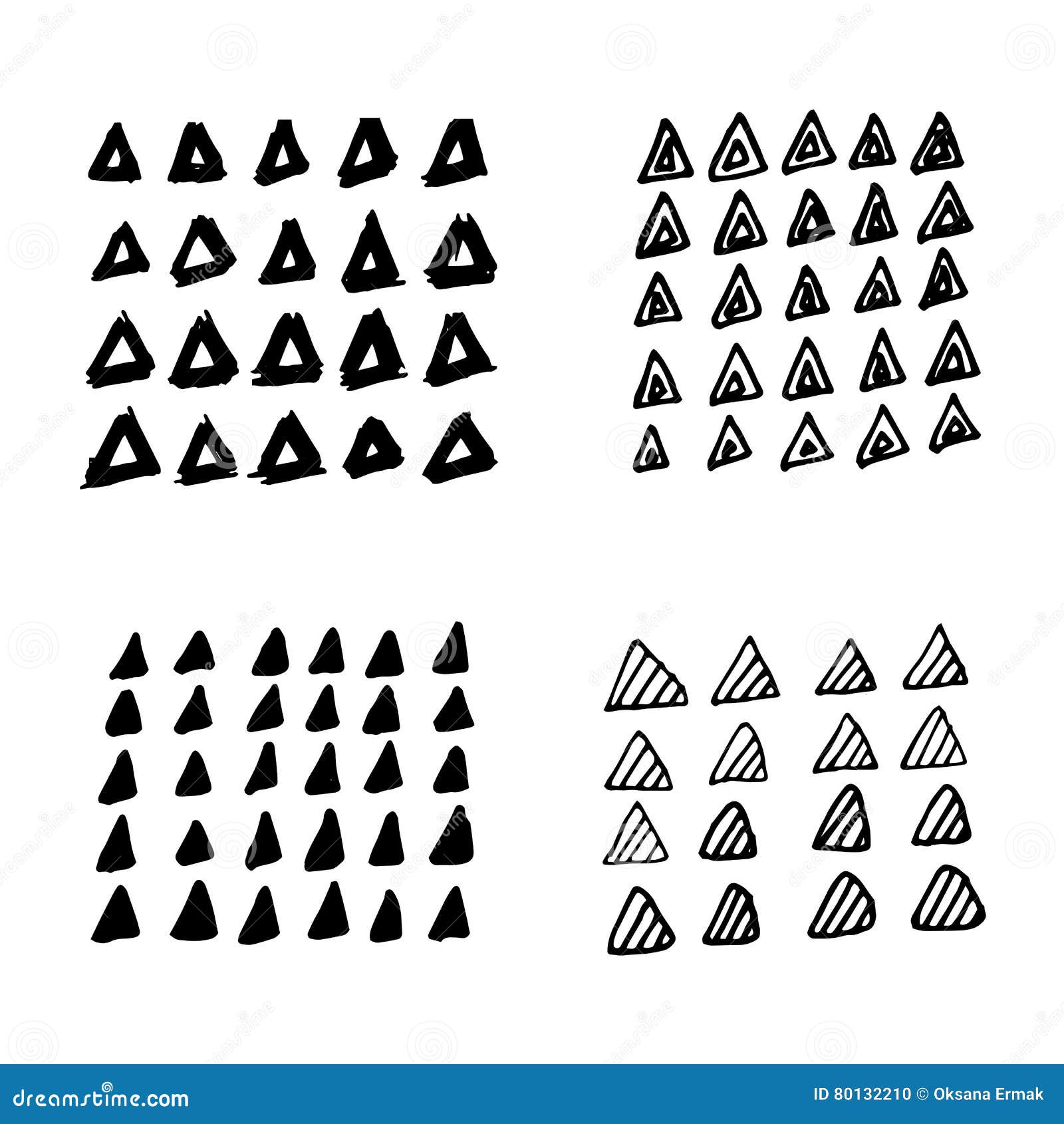 Collection of Hand Drawn Triangles Stock Vector - Illustration of ...