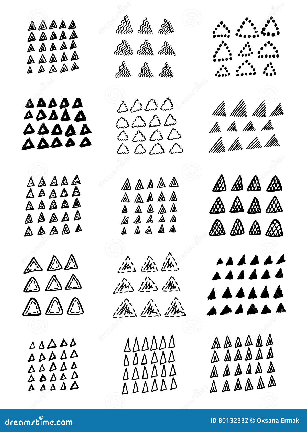 Collection of Hand Drawn Triangles Stock Vector - Illustration of ...