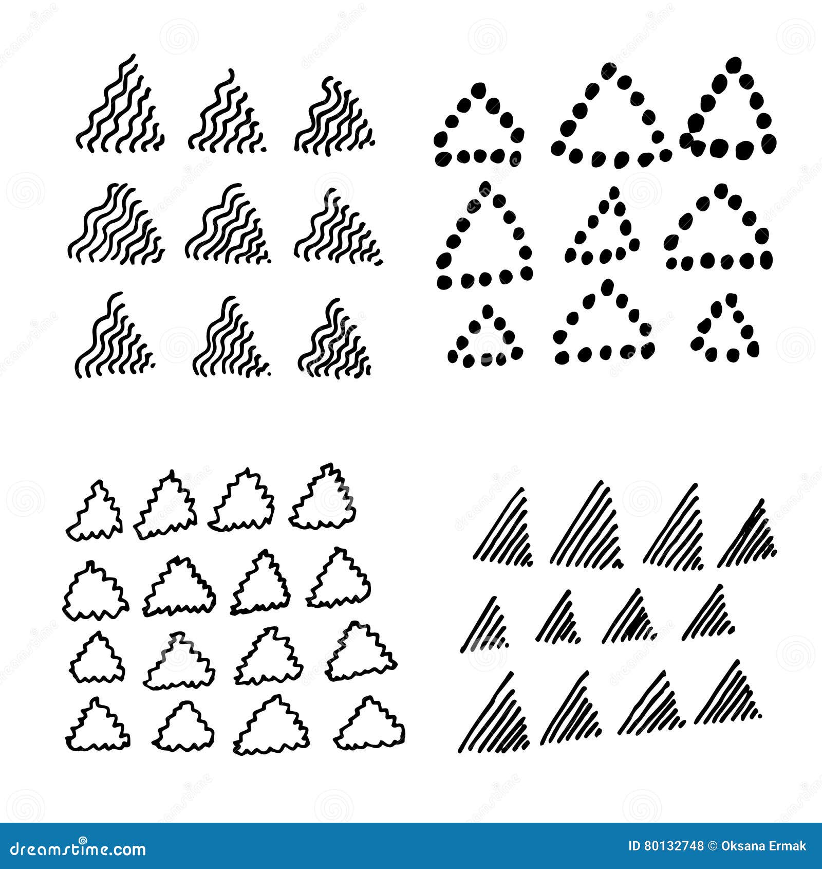 Collection of Hand Drawn Triangles Stock Vector - Illustration of ...