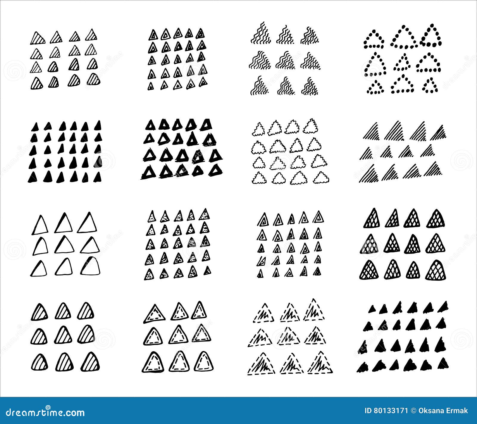 Collection of Hand Drawn Triangles Stock Vector - Illustration of ...