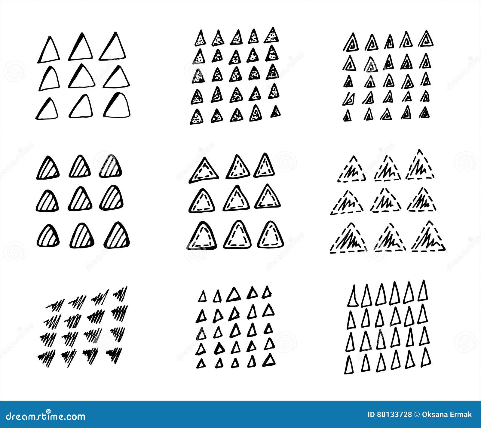 Collection of Hand Drawn Triangles Stock Vector - Illustration of ...