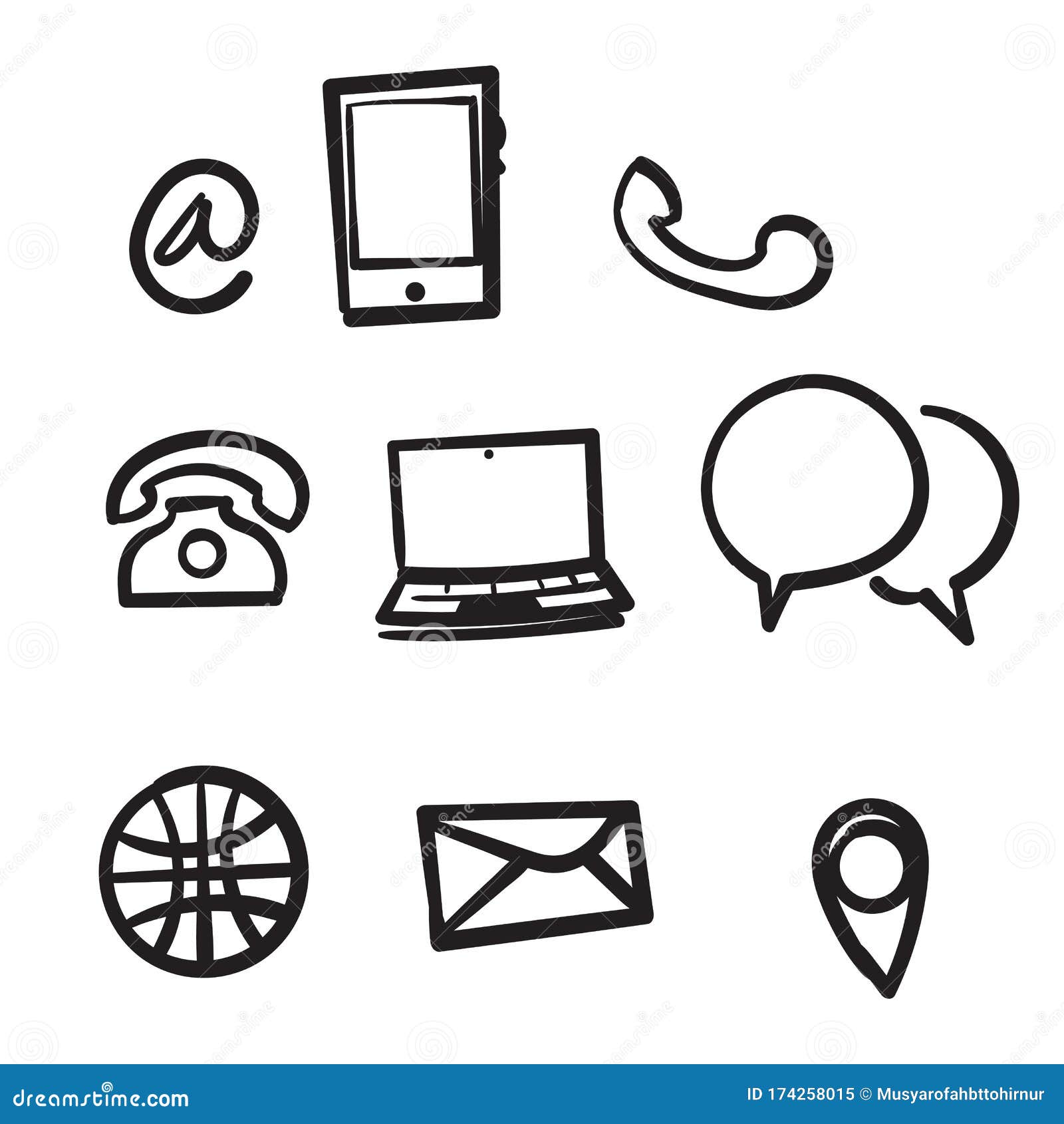 Collection of Hand Drawn Web Symbol for Web Computer and Mobile ...