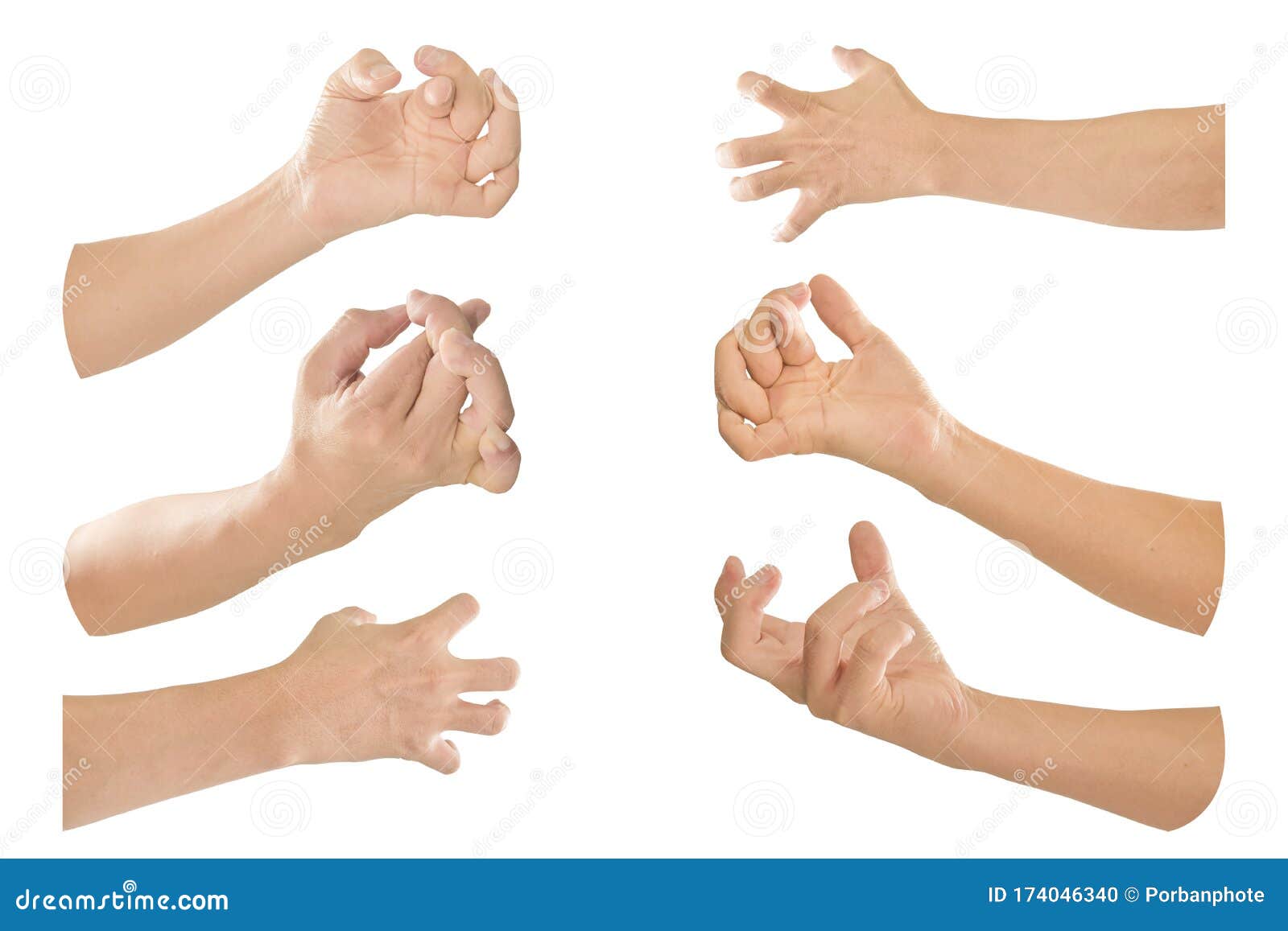 Collection of Hand with Finger Bent Isolated on White Background Stock ...