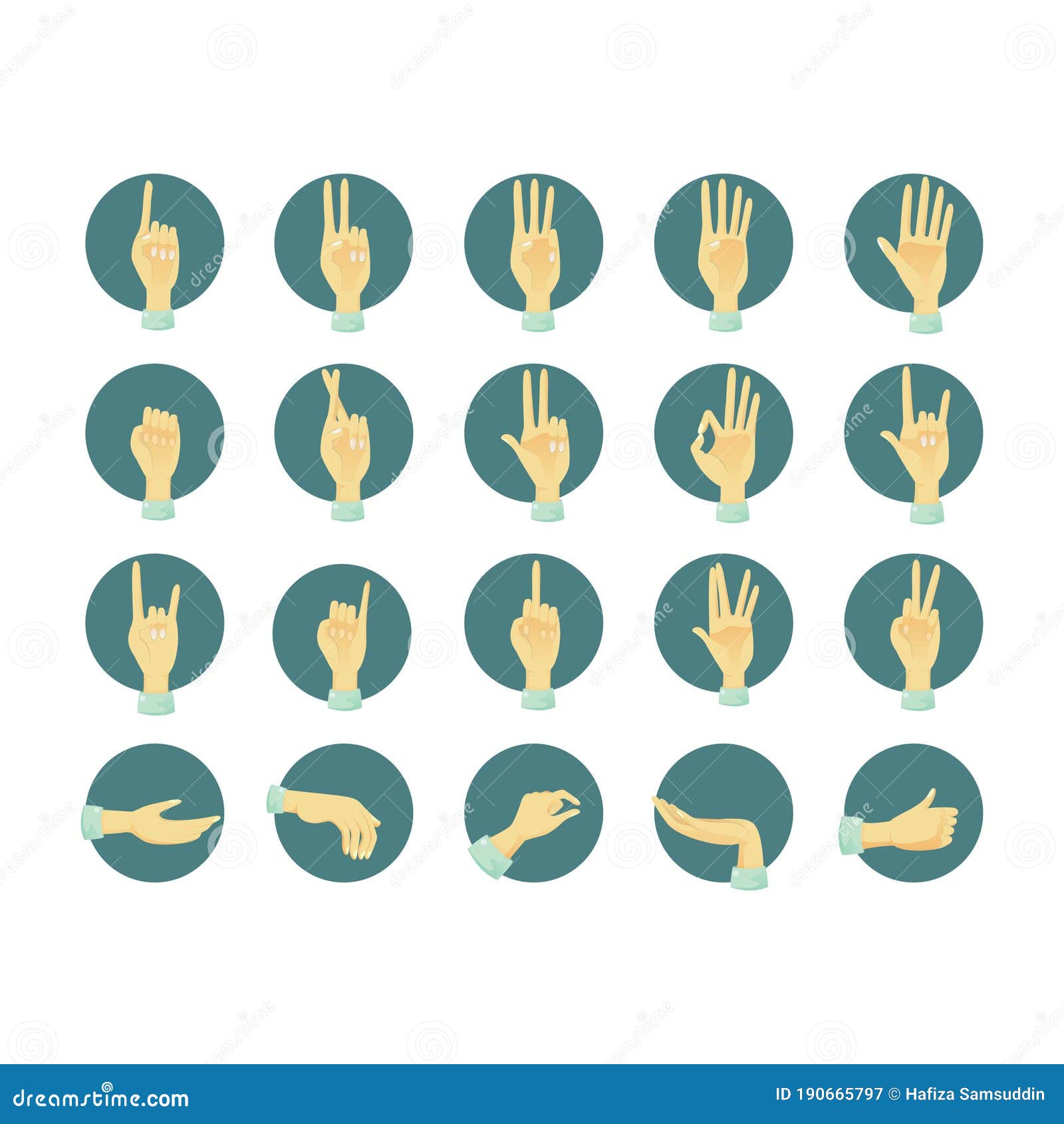 Collection of Hand Gestures. Vector Illustration Decorative Design ...