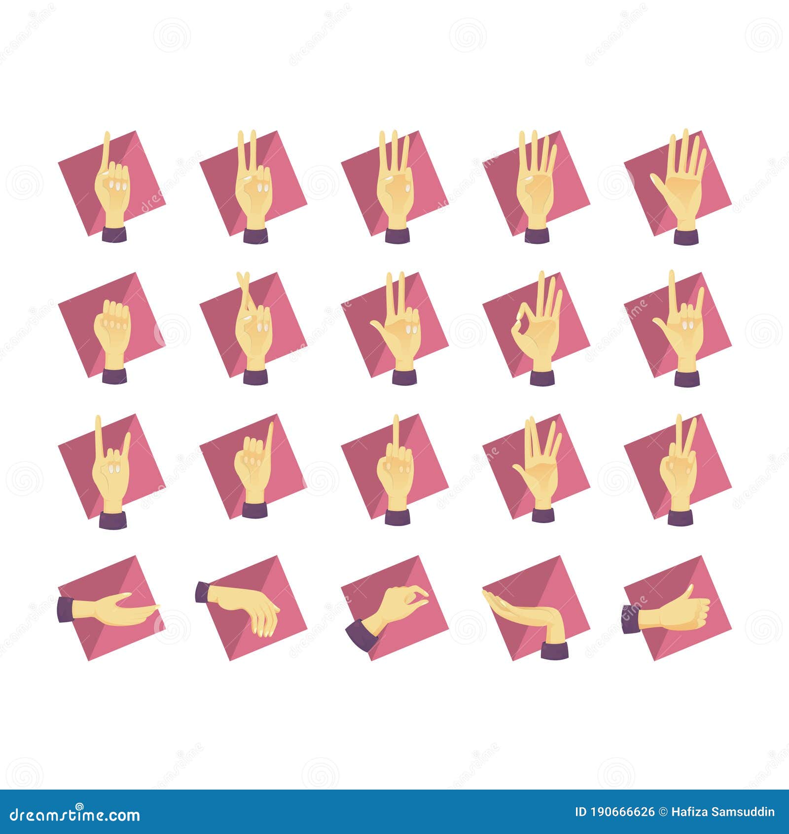 Collection of Hand Gestures. Vector Illustration Decorative Design ...