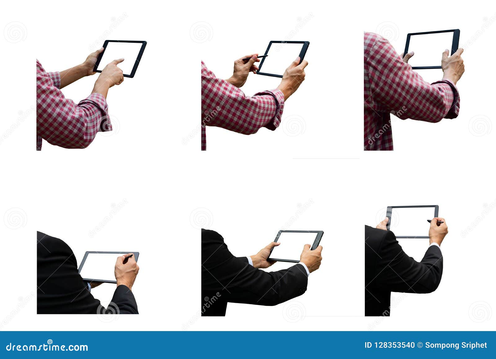 Collection Hand Held Tablet on a White Stock Photo - Image of modern ...