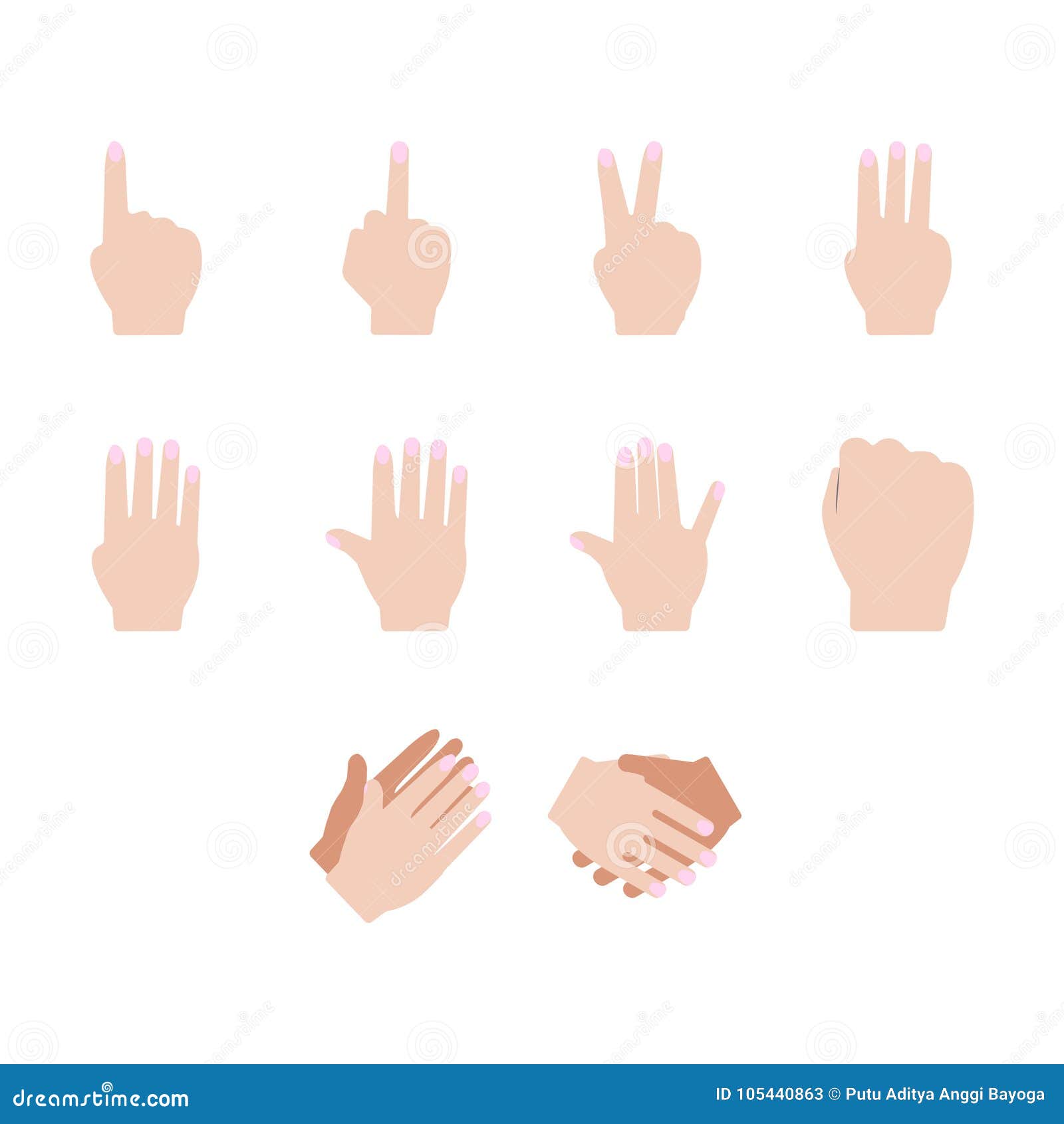 Flat color hand icon set stock vector. Illustration of hand - 105440863