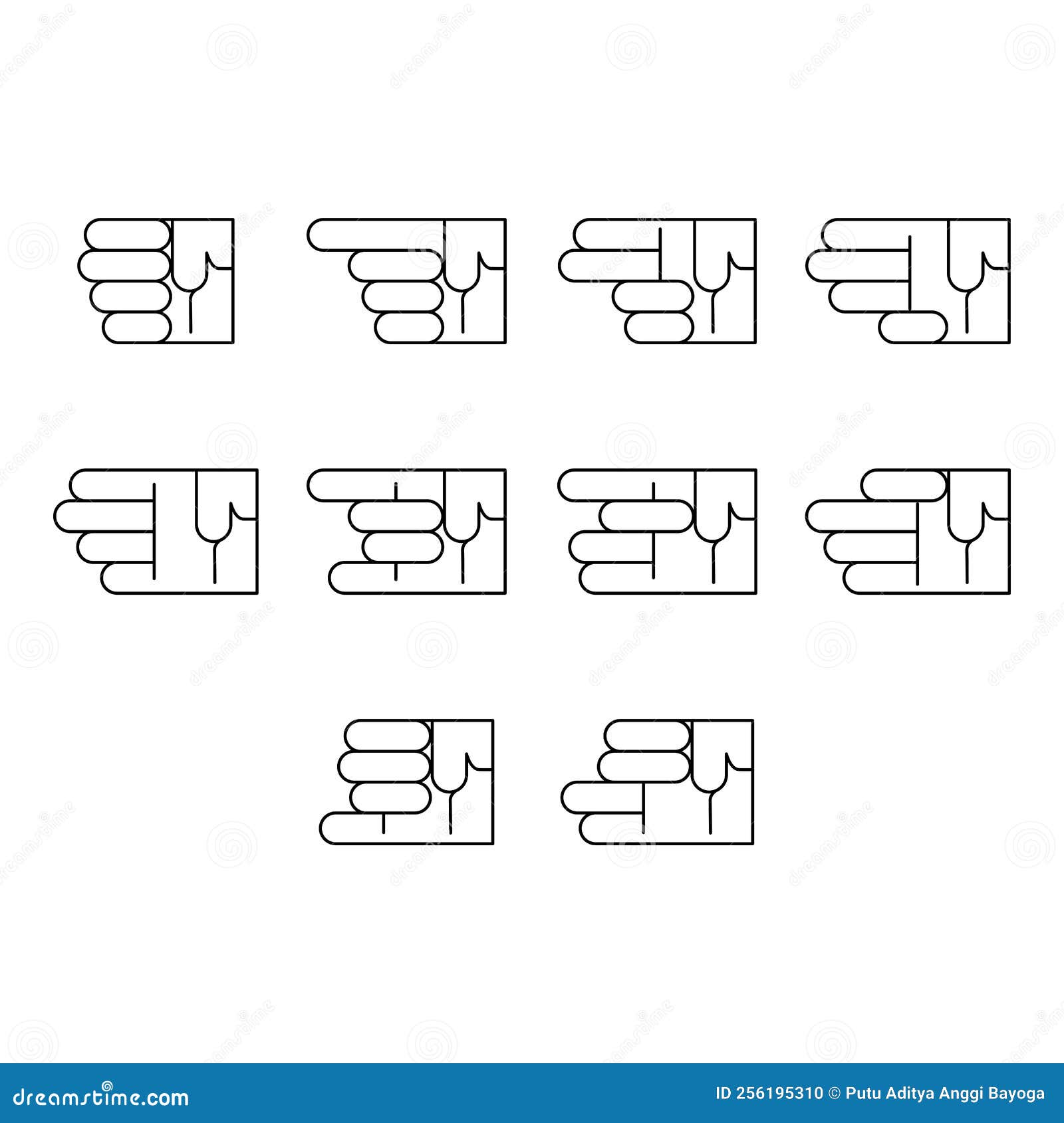 Hand icon set stock vector. Illustration of design, collection - 256195310