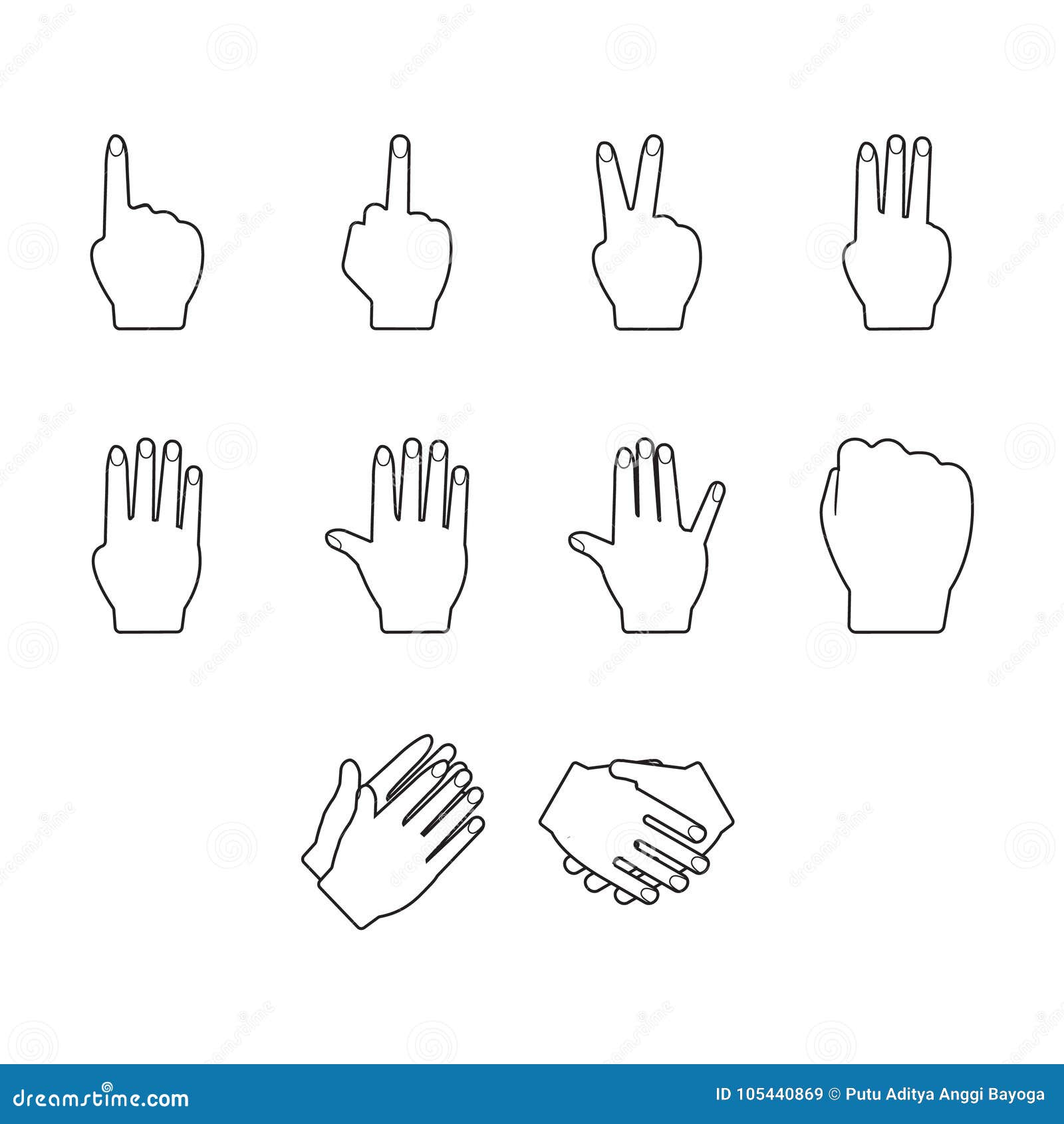 Thin line hand icon set stock vector. Illustration of icon - 105440869