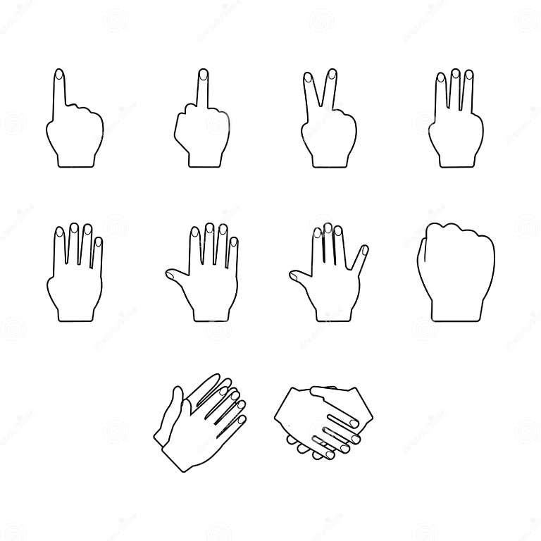 Thin line hand icon set stock vector. Illustration of icon - 105440869