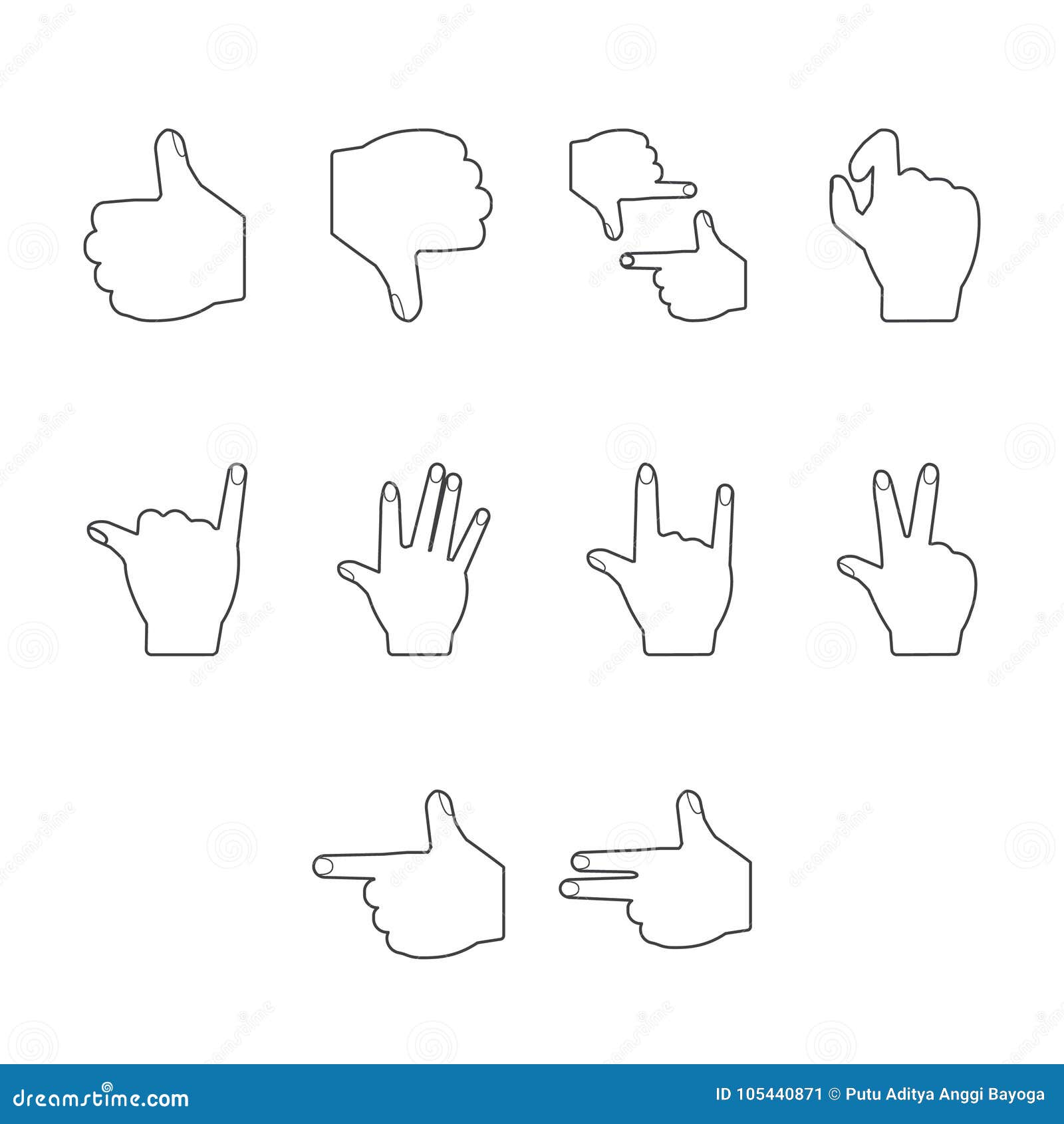 Thin line hand icon set stock vector. Illustration of icon - 105440871