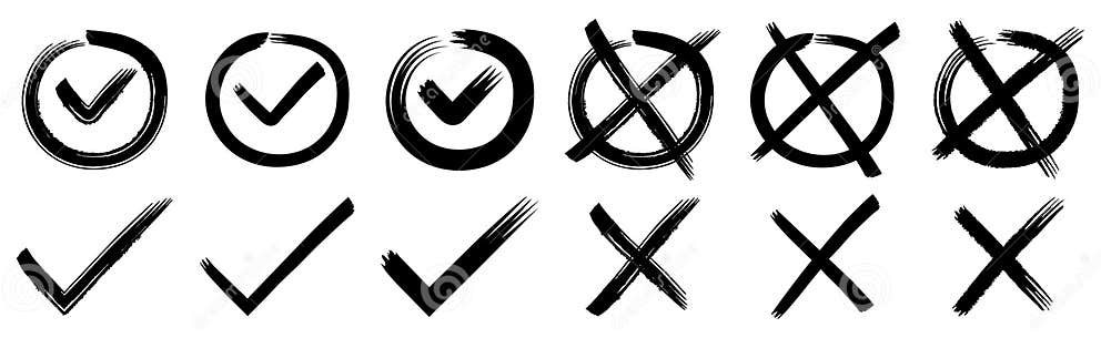 Collection of Hand Painted Check Marks Ticks . Vector Illustration ...