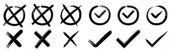 Collection of Hand Painted Check Marks Ticks . Vector Illustration ...