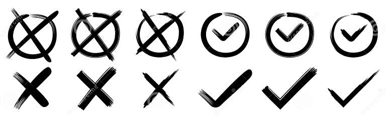 Collection of Hand Painted Check Marks Ticks . Vector Illustration ...