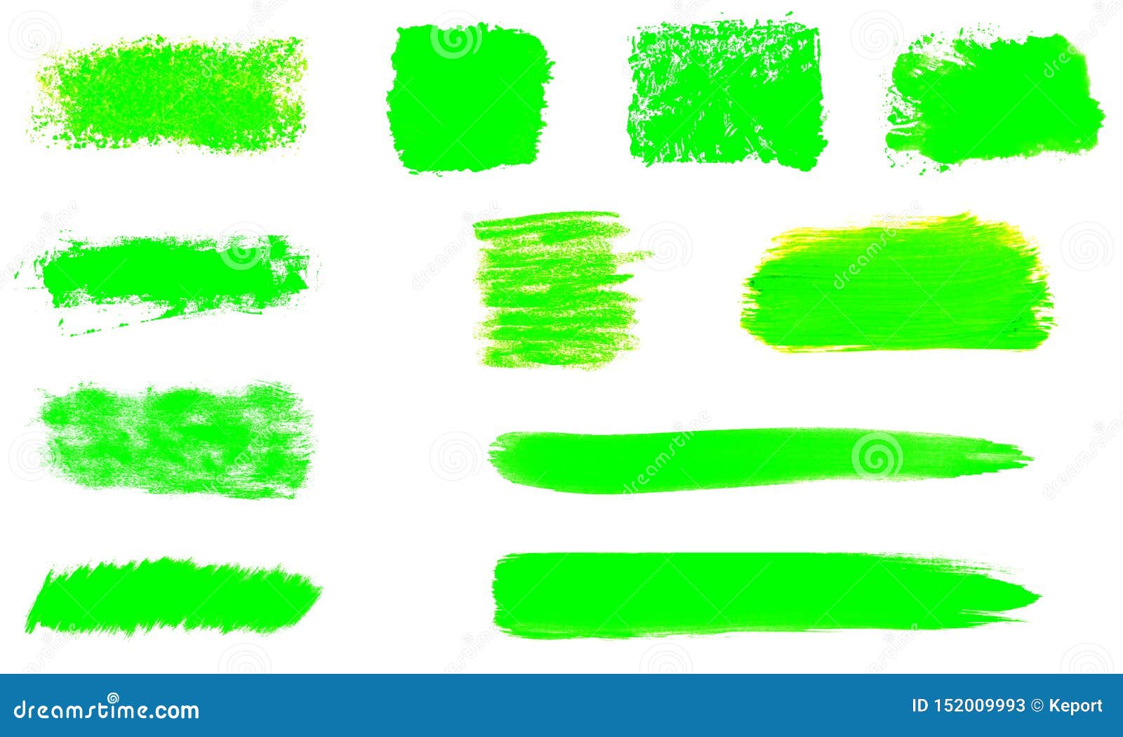Collection of 11 Hand Painted Green Brush Stripes Stock Illustration ...