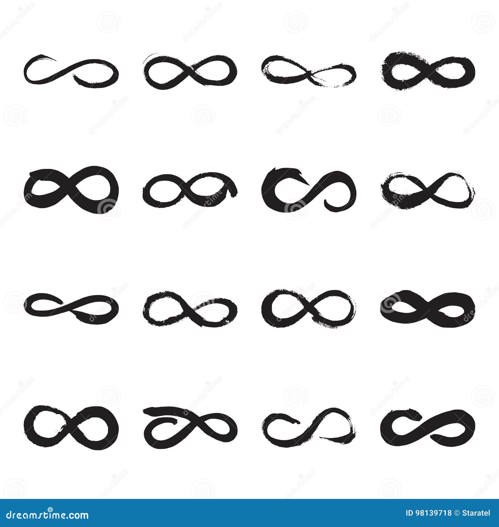 Collection of 16 Hand Painted Infinity Signs Stock Vector ...