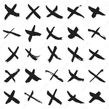Collection of 25 Hand Painted X Marks Isolated on a White Background ...