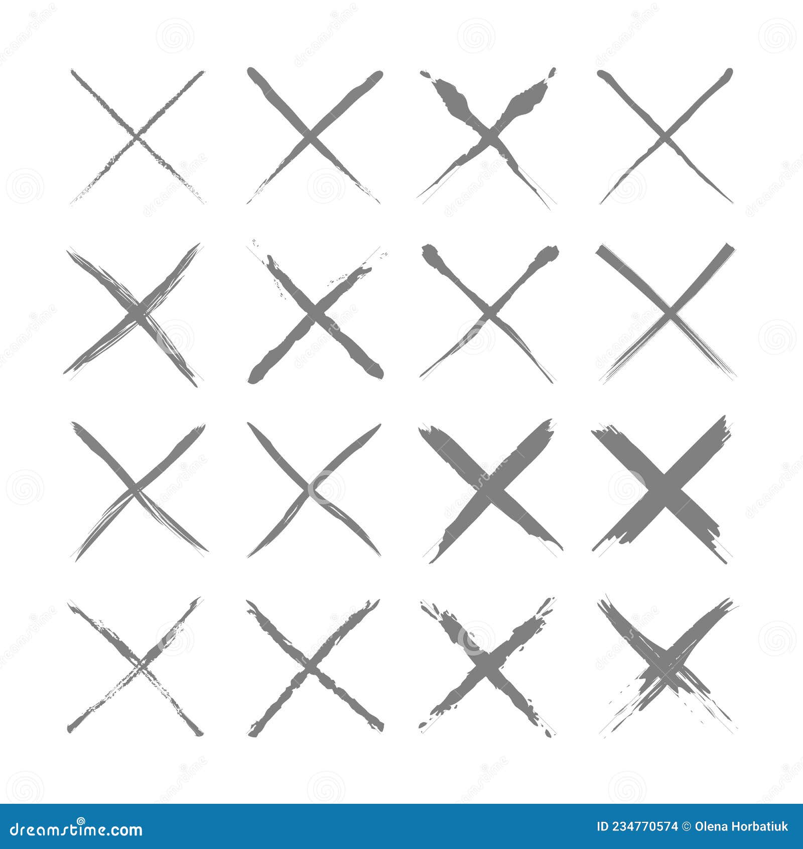 Collection of 25 Hand Painted X Marks. Vector Illustration Stock Vector ...