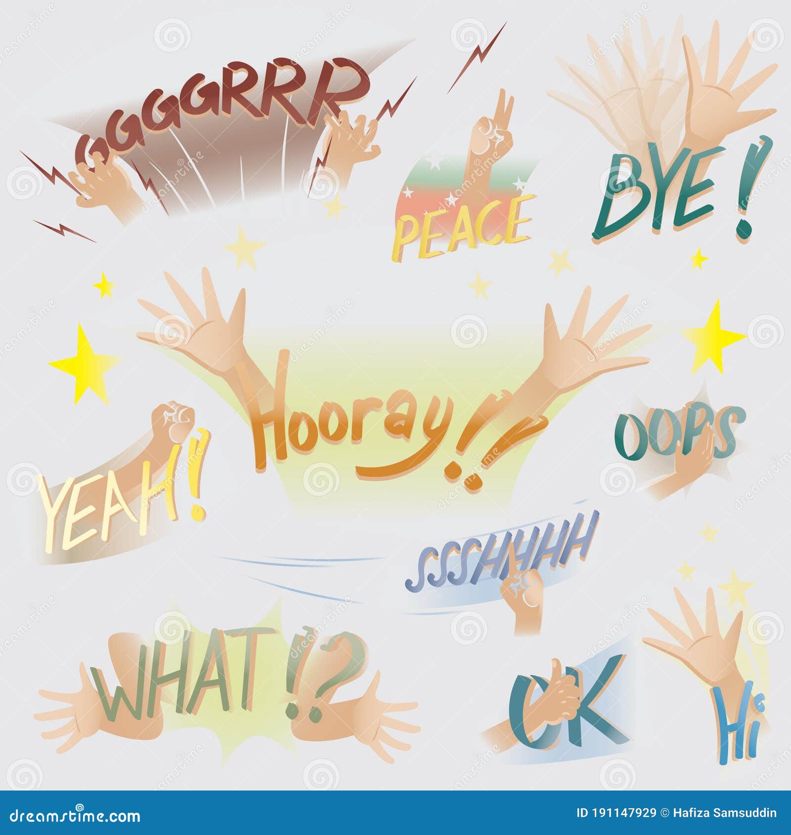 Hip Hop Hooray On Peace Hand Sign Vector Illustration | CartoonDealer ...