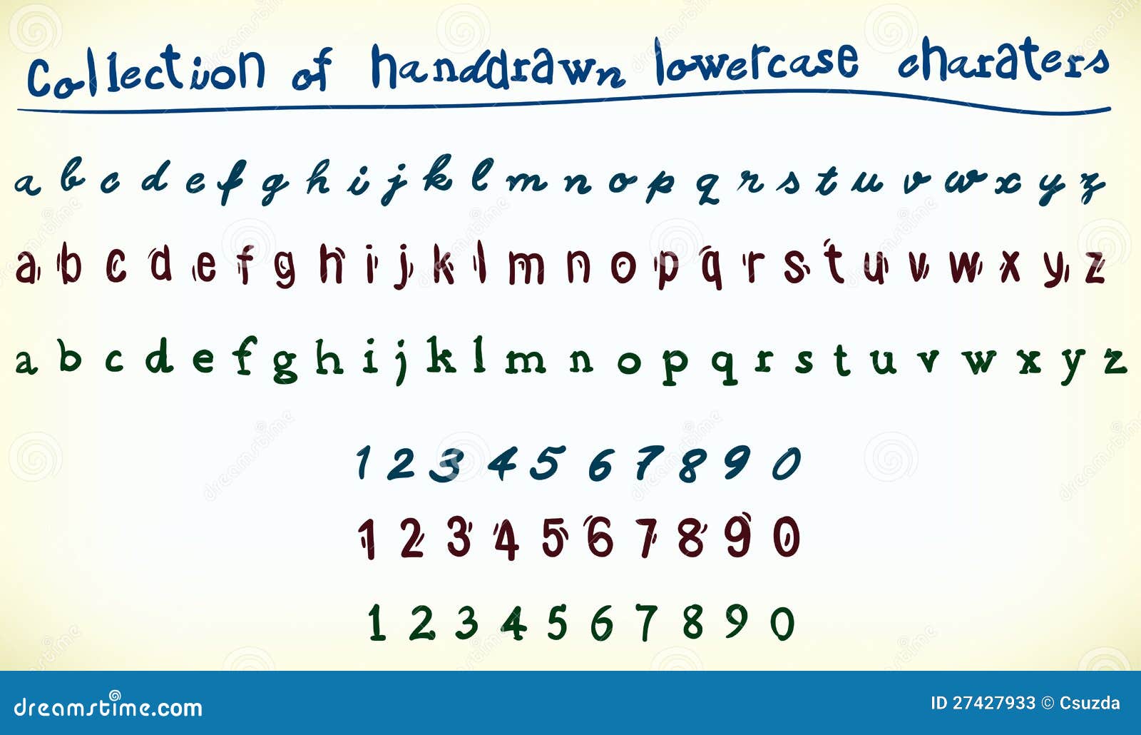 Collection of Handrawn Lowercase Characters Stock Vector - Illustration ...