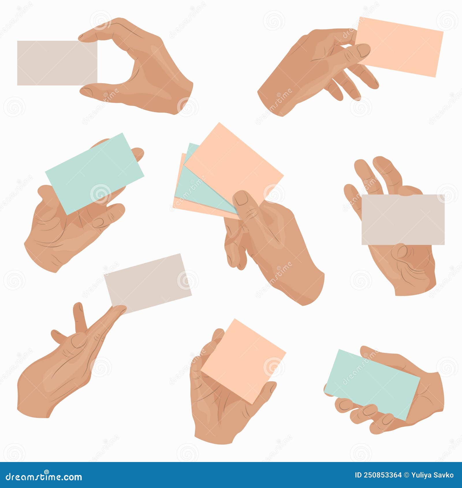 Collection with Hands Holding Various Paper Notes. Stock Vector ...