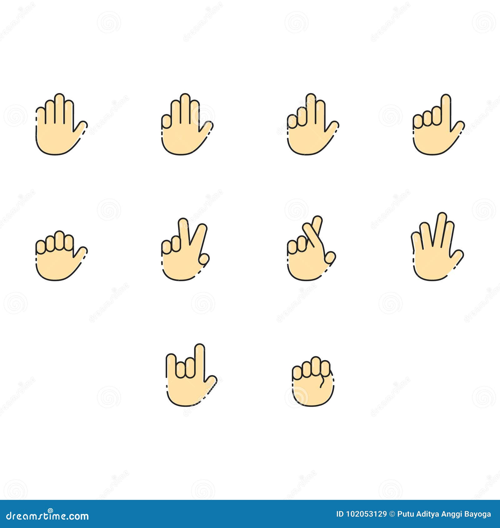 Flat color hands icon set stock vector. Illustration of simple - 102053129