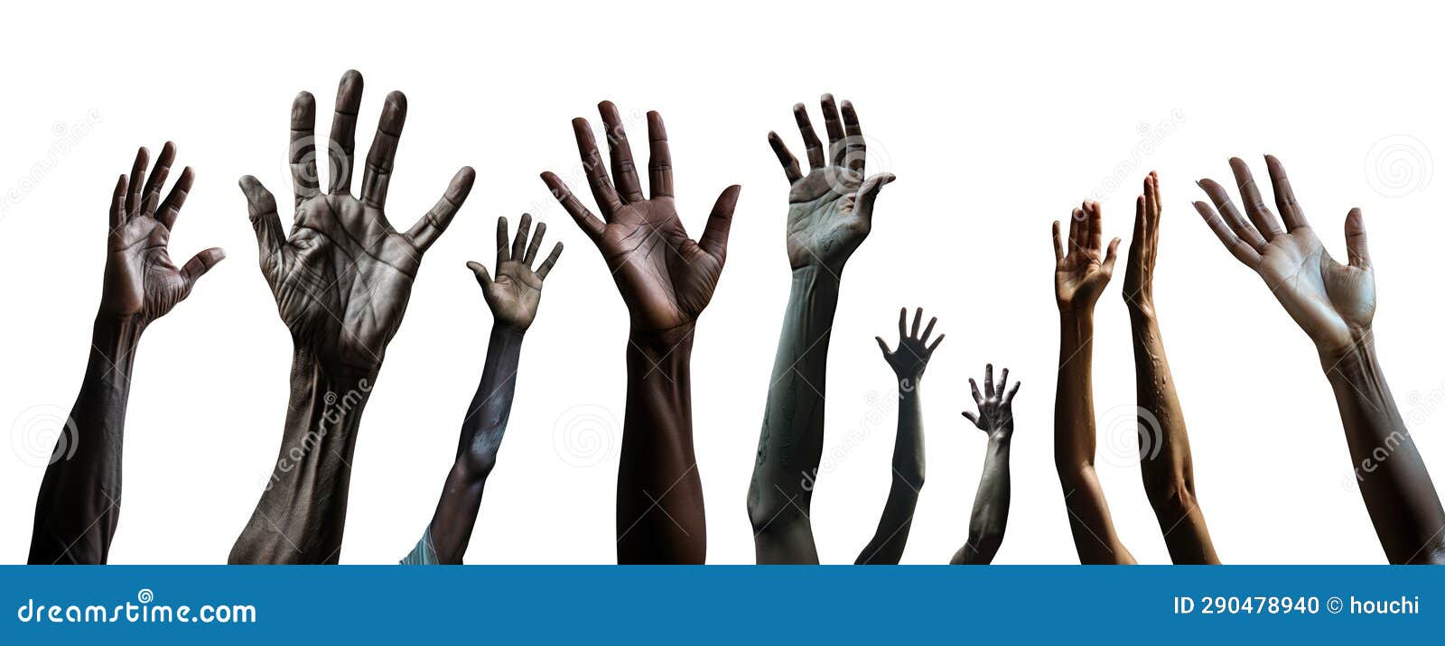 Collection of Hands Reaching Up for Help. Multiracial Multicultural ...