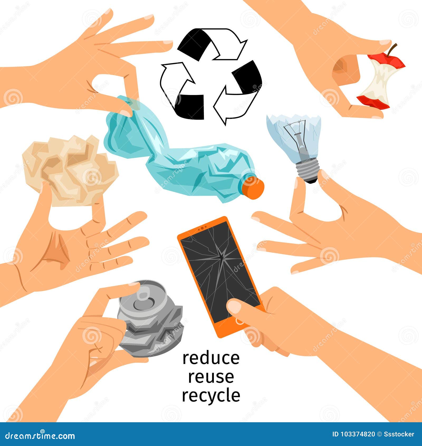 Collection of Hands with Trash Stock Vector - Illustration of flat ...