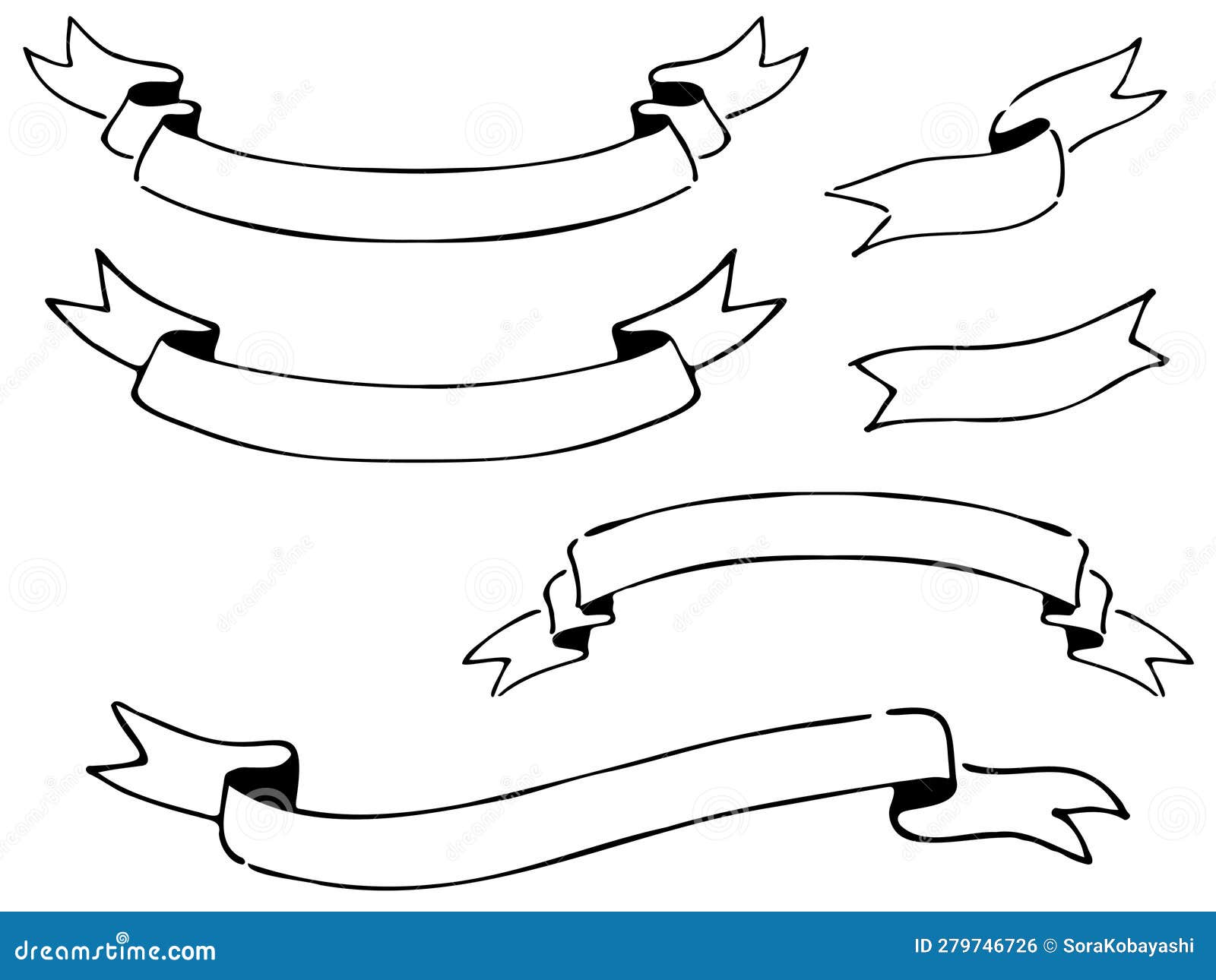 Collection of Handwritten Simple Monochrome Title Ribbons Stock Vector ...