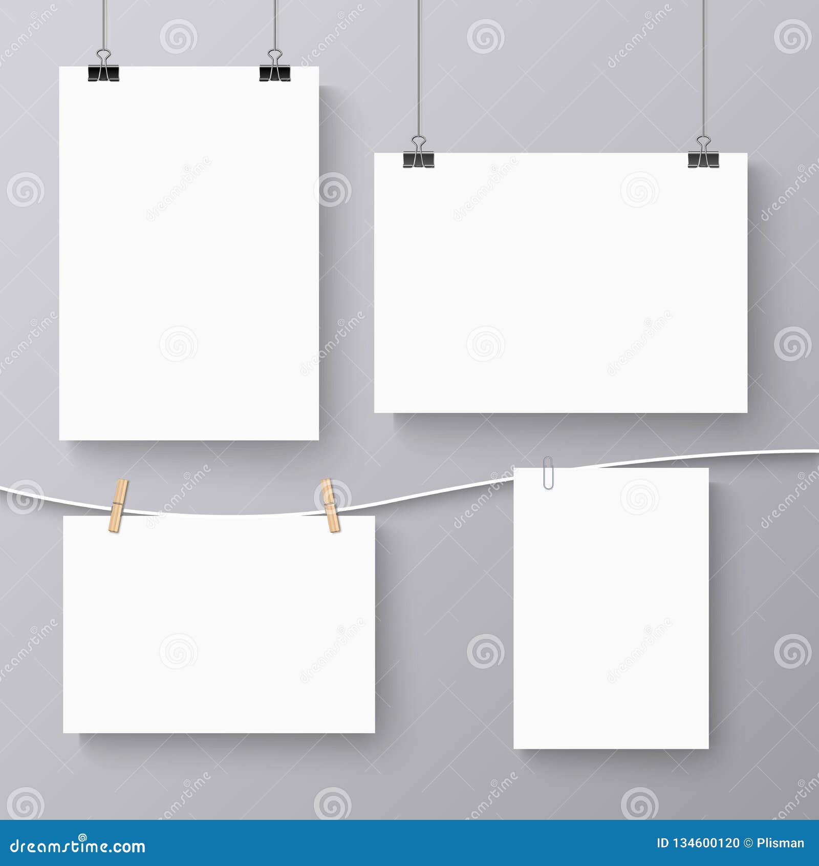 Collection of Hanging Banners with Different Clips Template Stock ...