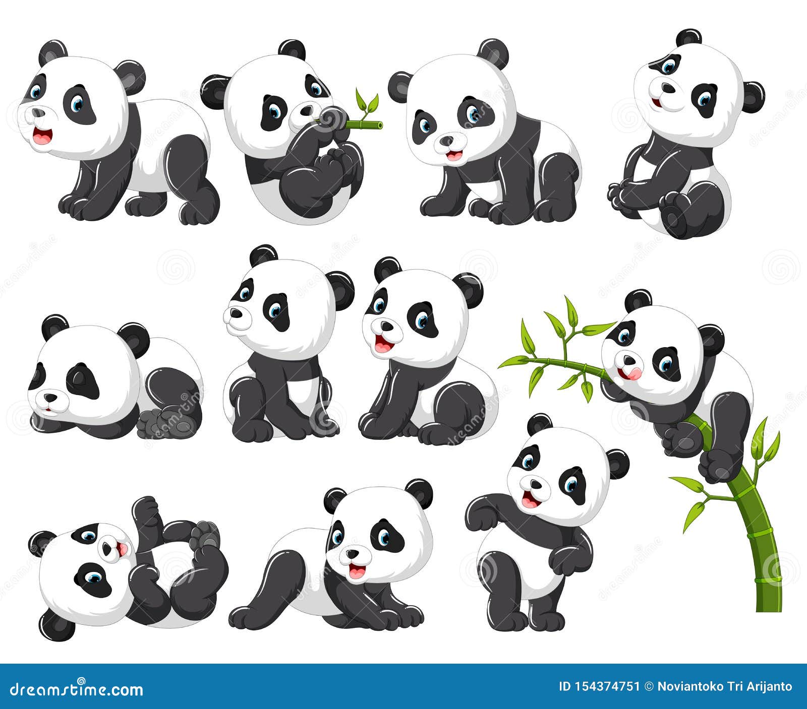 Collection of Happy Panda with Various Posing Stock Vector ...