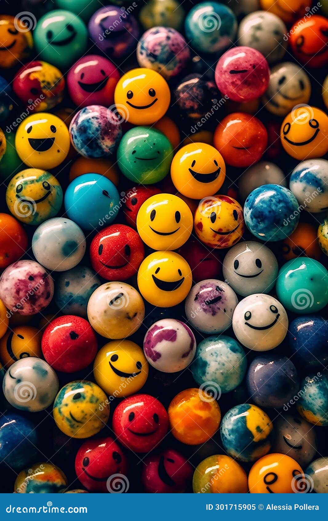 Collection of Happy Smiley Marbles with Vibrant Color and a Joyful ...