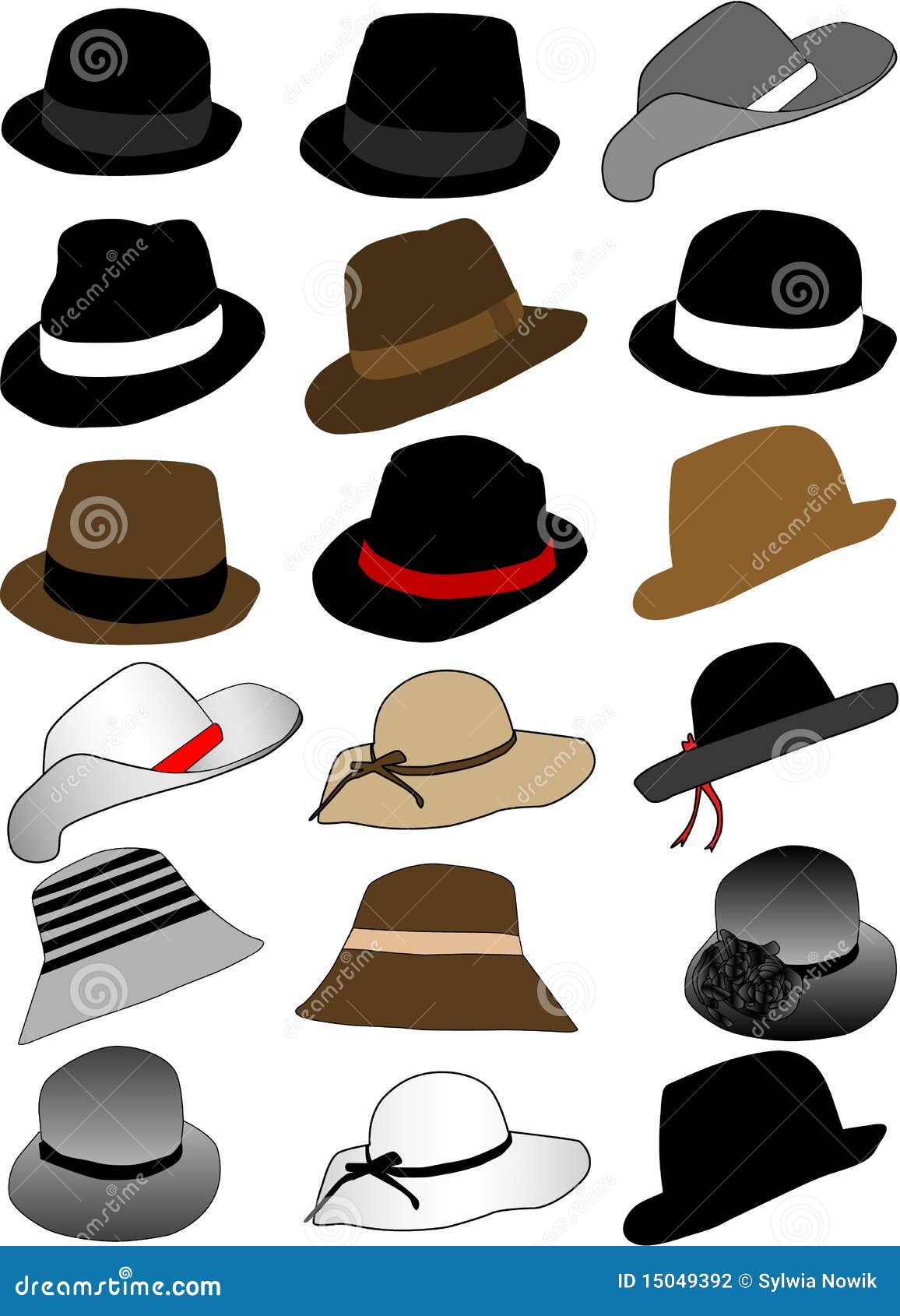 Collection of hats stock vector. Illustration of colour - 15049392