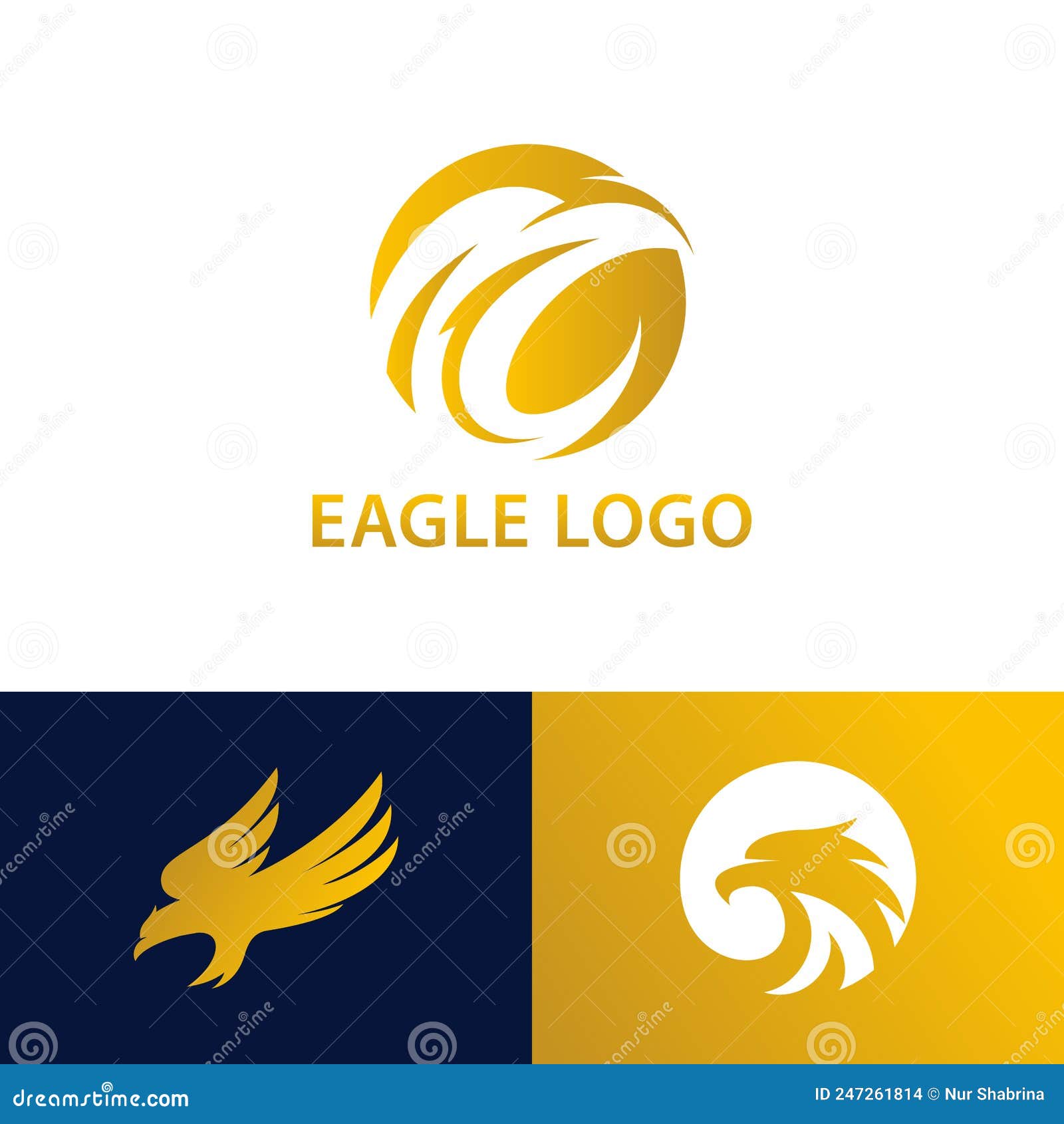 Collection of Hawk or Eagle Logo with Golden Color Vector Design ...