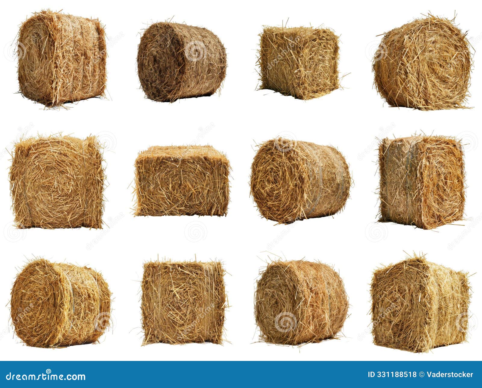Collection of Hay Bales in Various Shapes and Positions Stock ...