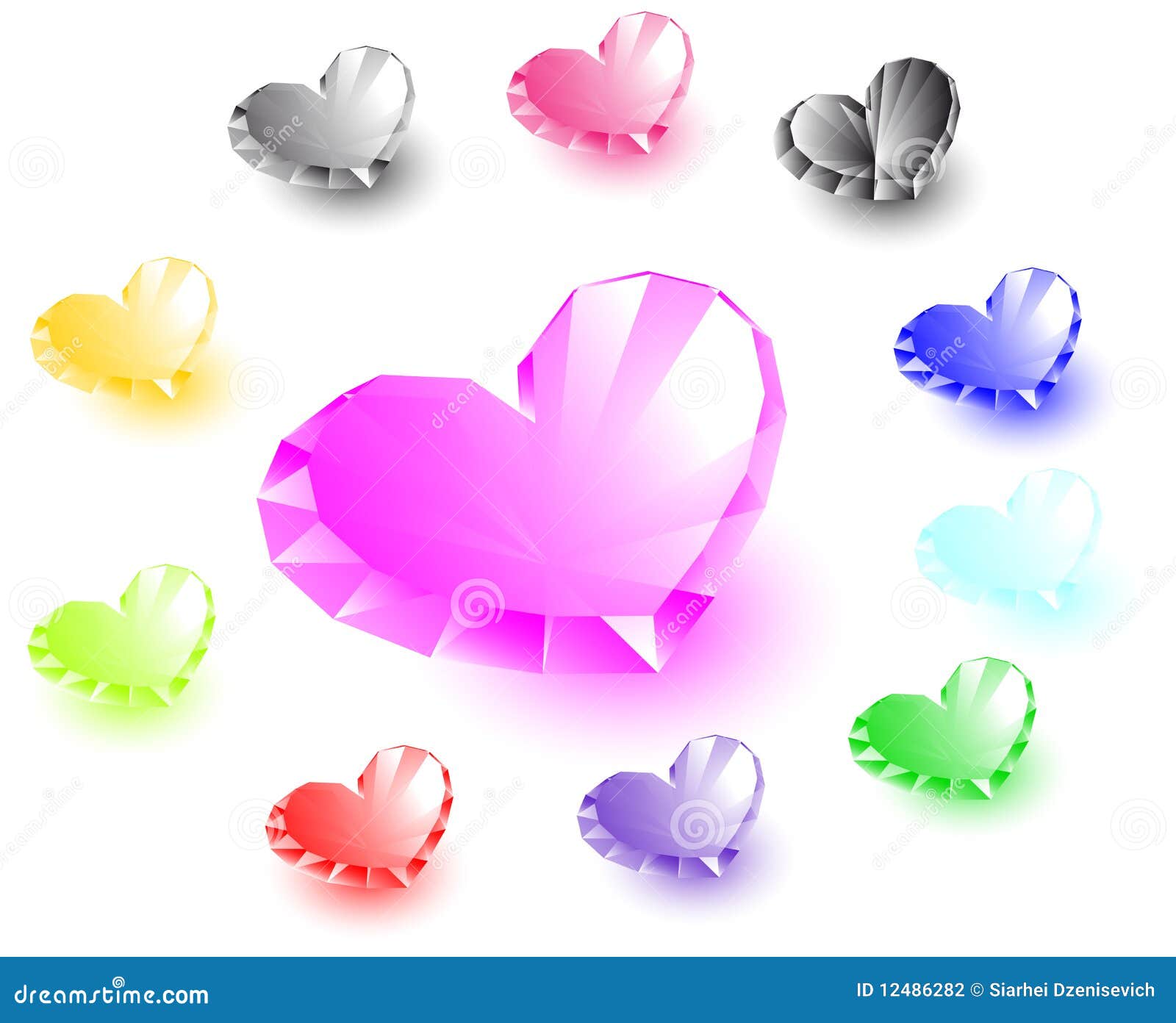 Collection of Heart-shaped Diamonds Stock Vector - Illustration of gift ...