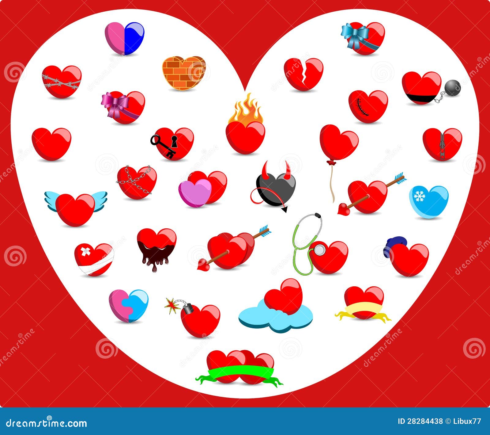 Collection of Hearts with Different Feelings Stock Vector ...