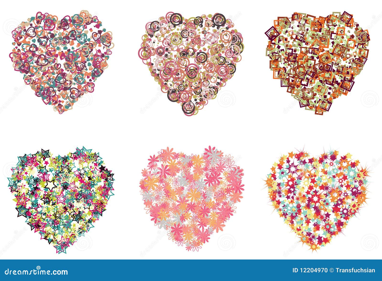 Collection of Hearts Filled with Different Shapes Stock Vector ...