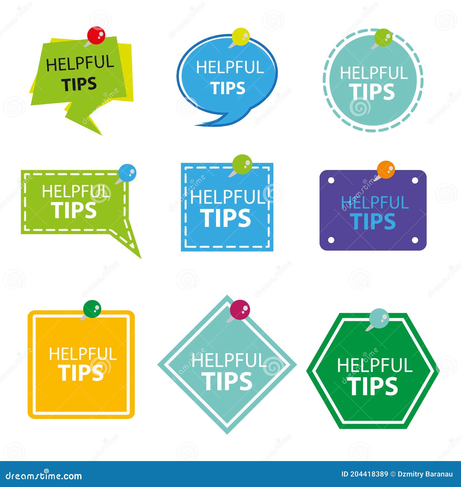 A Collection of Helpful Tips with Flat Design. Tricky Advice Message ...