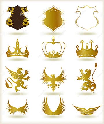 Collection Heraldic Gold Elements. Vector Stock Vector - Illustration ...
