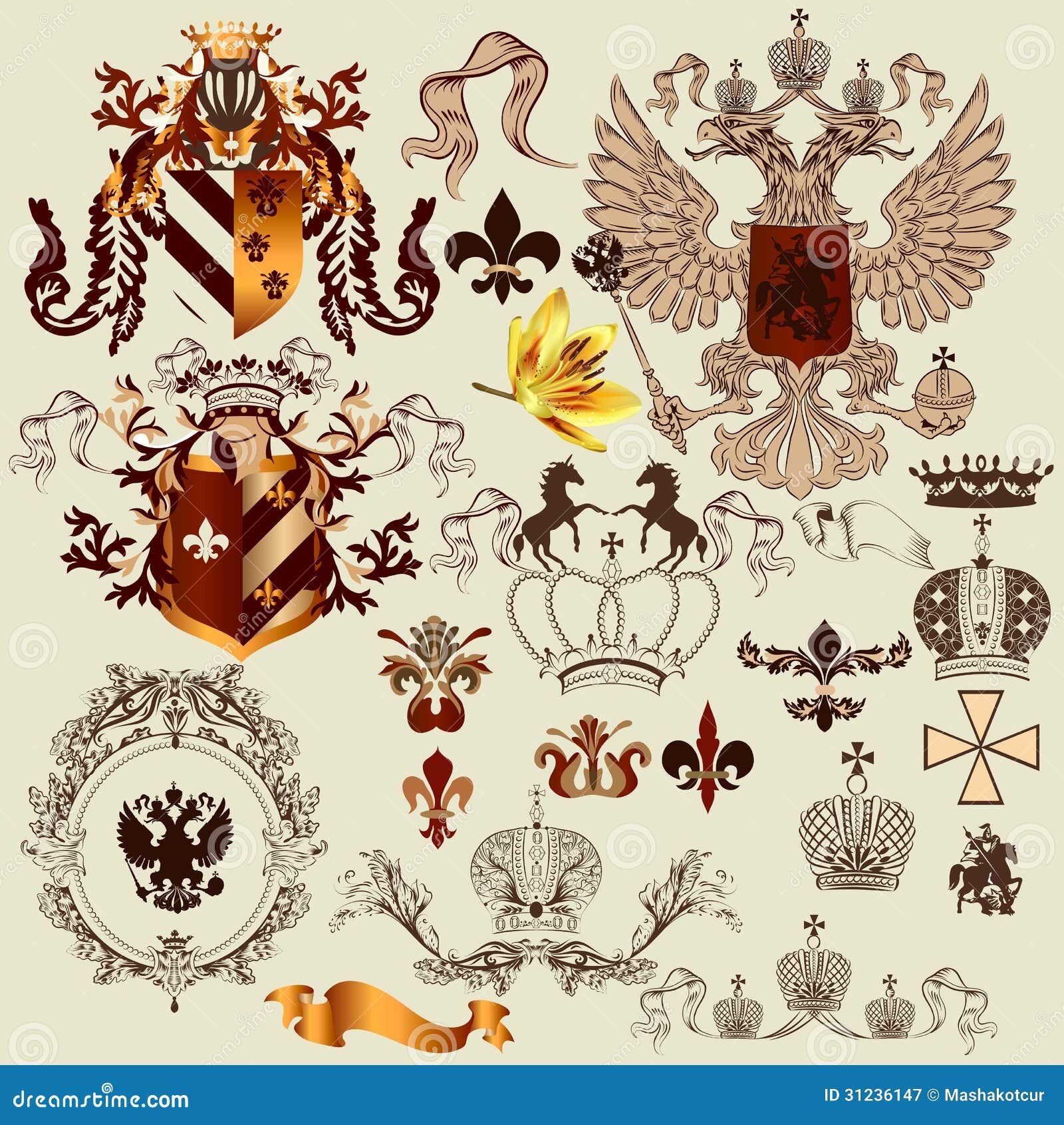 Collection of Heraldry Elements for Your Heraldic Projects Stock Vector ...