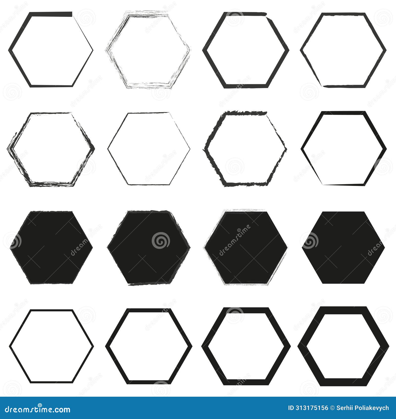Collection of Hexagon Frames. Varied Border Designs. Geometric Shapes ...