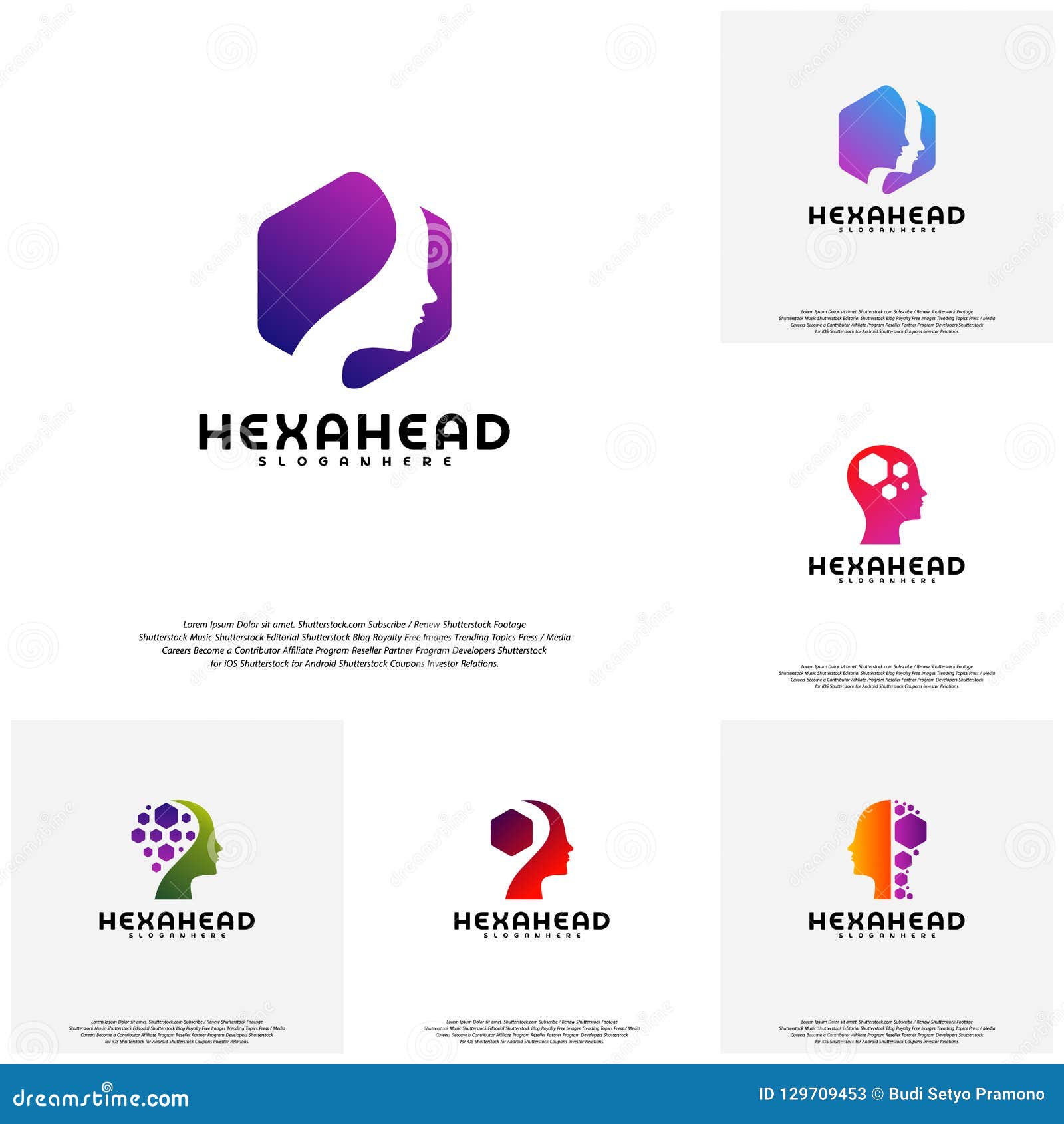 Collection Hexagone Head Logo Vector, Head Intelligence Logo Designs ...