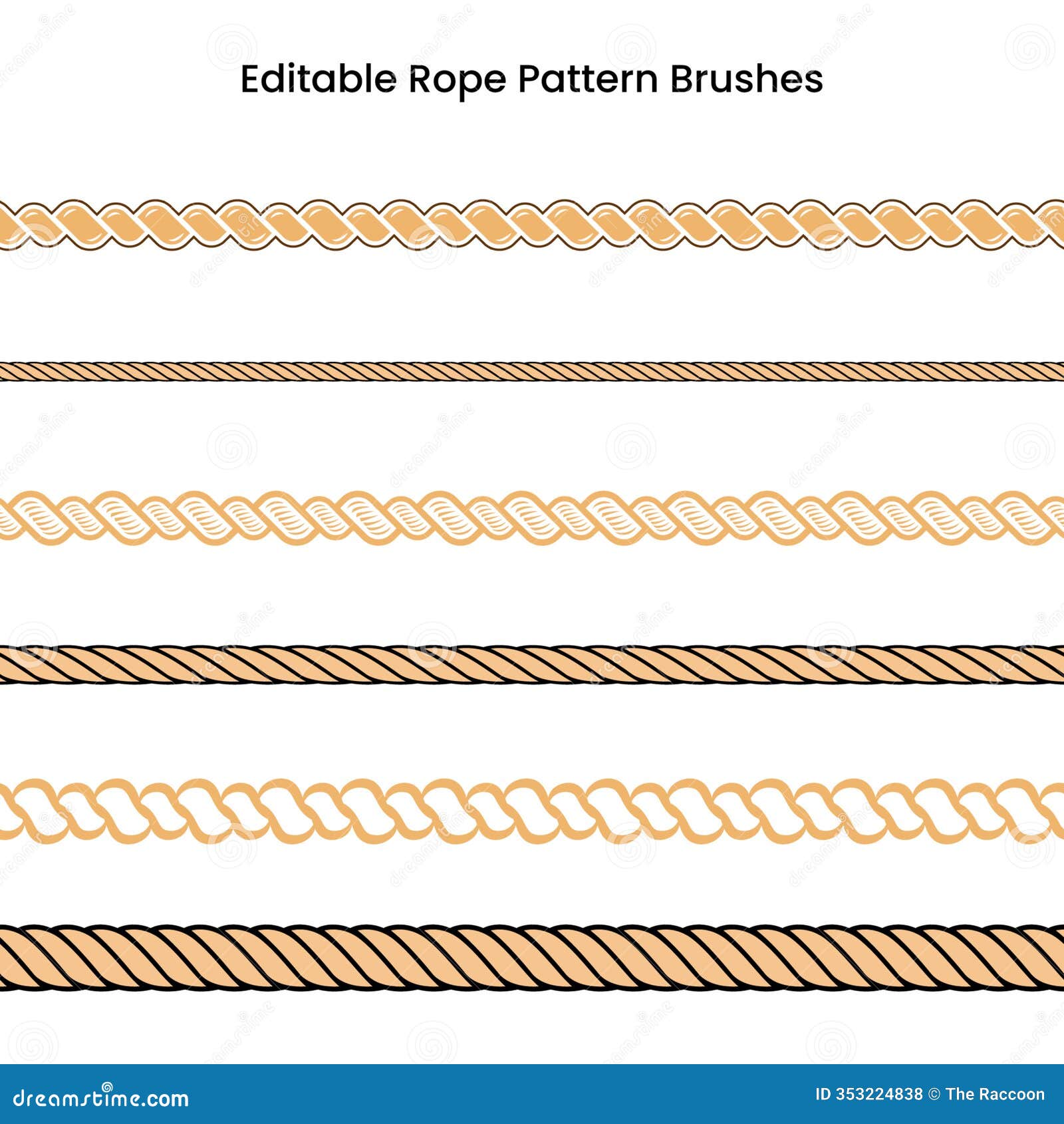 Rope Pattern Brushes - Editable Vector Design Elements Stock Vector ...