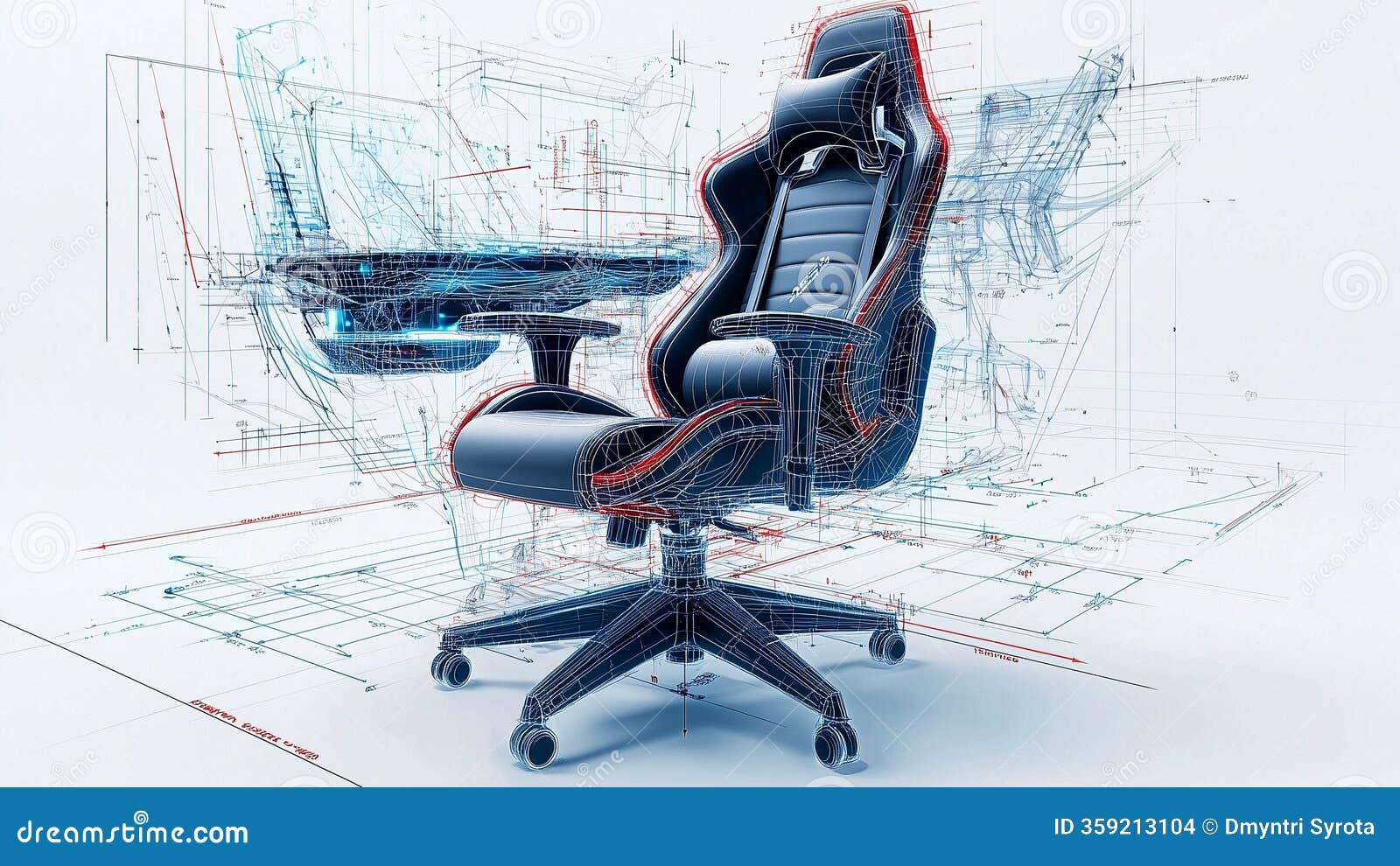 Futuristic Gaming Chair Blueprints Stock Illustration - Illustration of ...