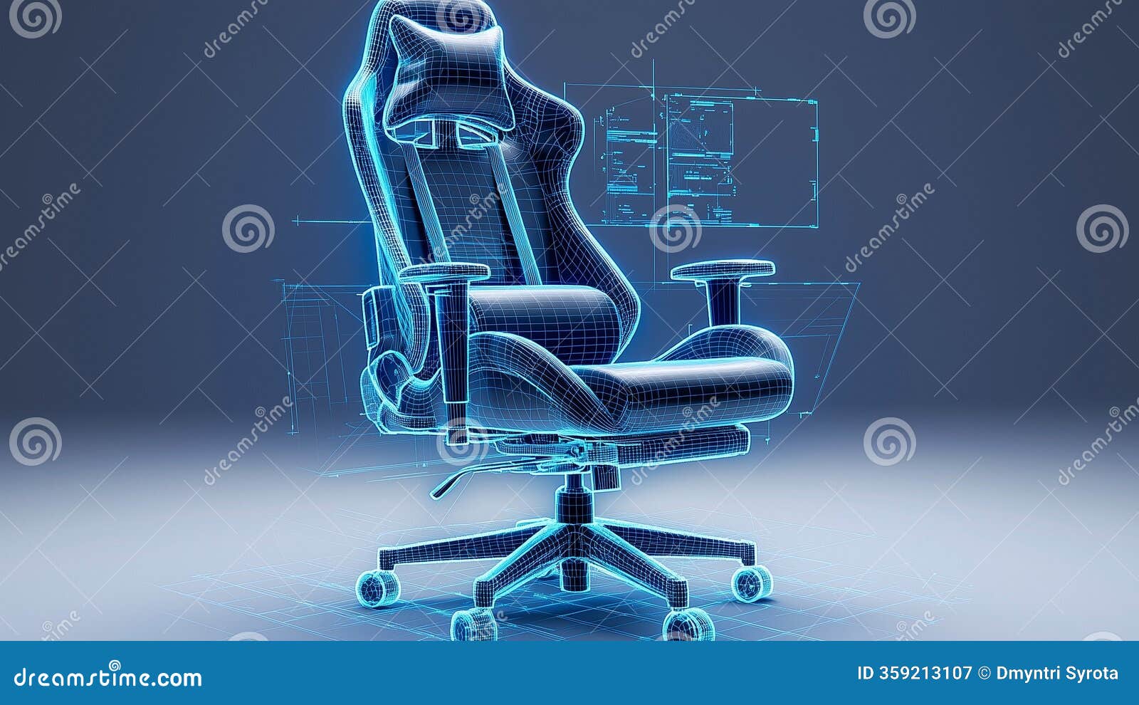 Futuristic Gaming Chair Blueprints Stock Illustration - Illustration of ...