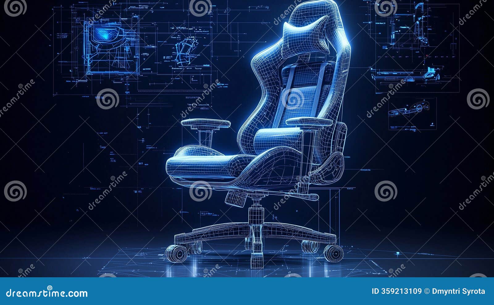 Futuristic Gaming Chair Blueprints Stock Illustration - Illustration of ...