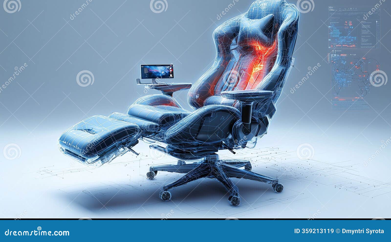 Futuristic Gaming Chair Blueprints Stock Illustration - Illustration of ...