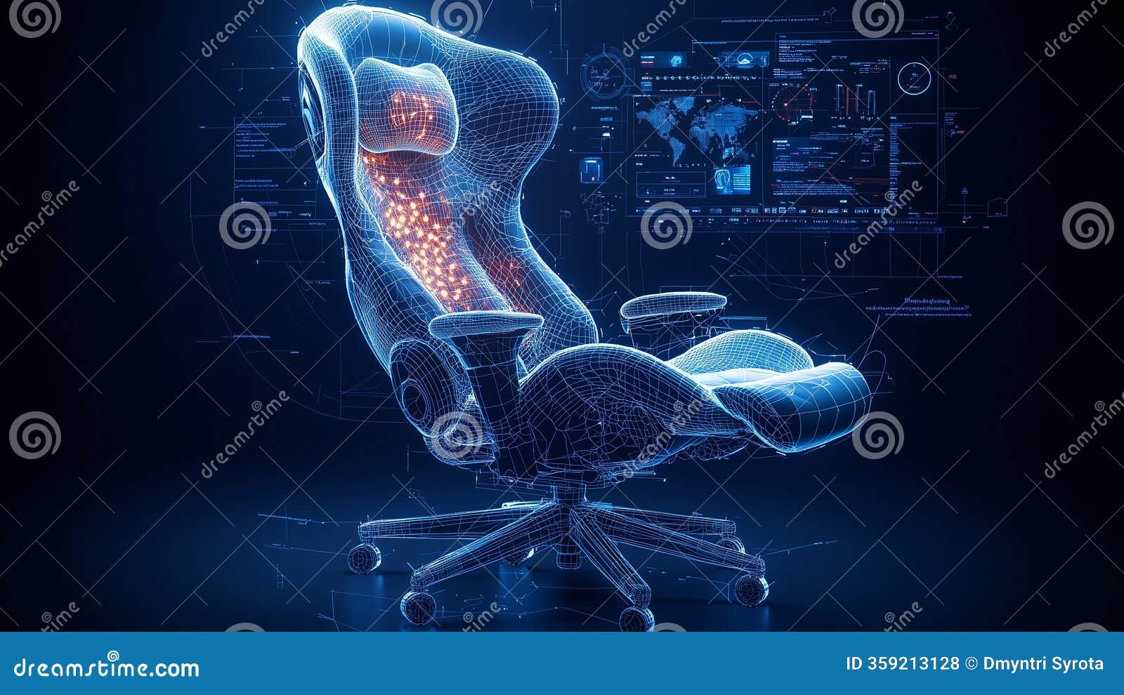 Futuristic Gaming Chair Blueprints Stock Illustration - Illustration of ...