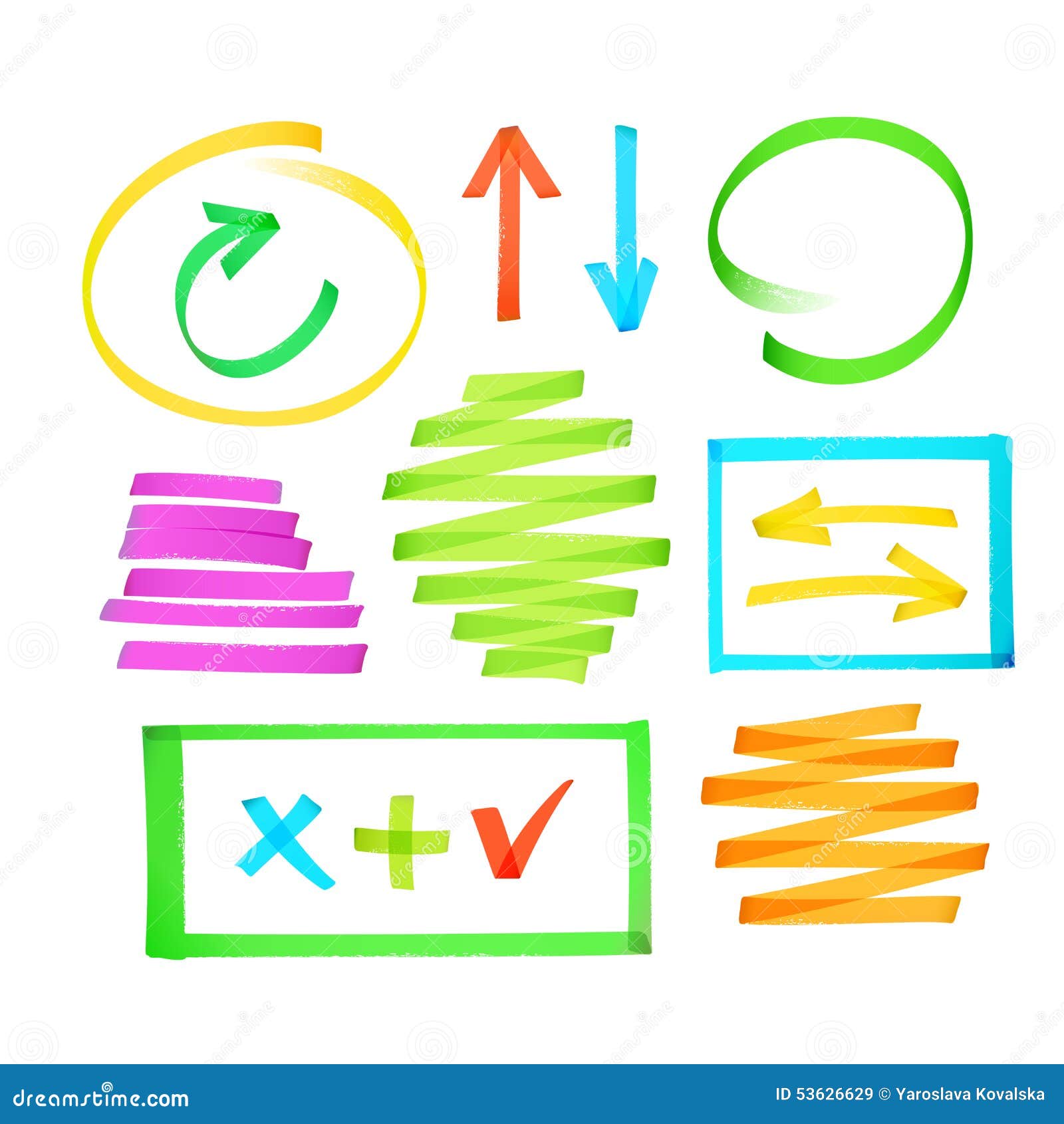 Collection of Highlighter Elements Stock Vector - Illustration of ...